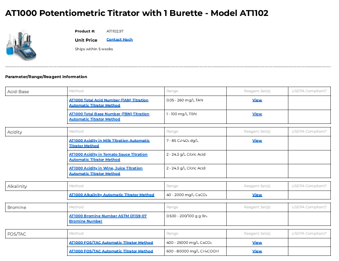 自動滴定儀 AT1000 Series Potentiometric Titrator, 2 Burettes, 2 Pumps - Hach ...